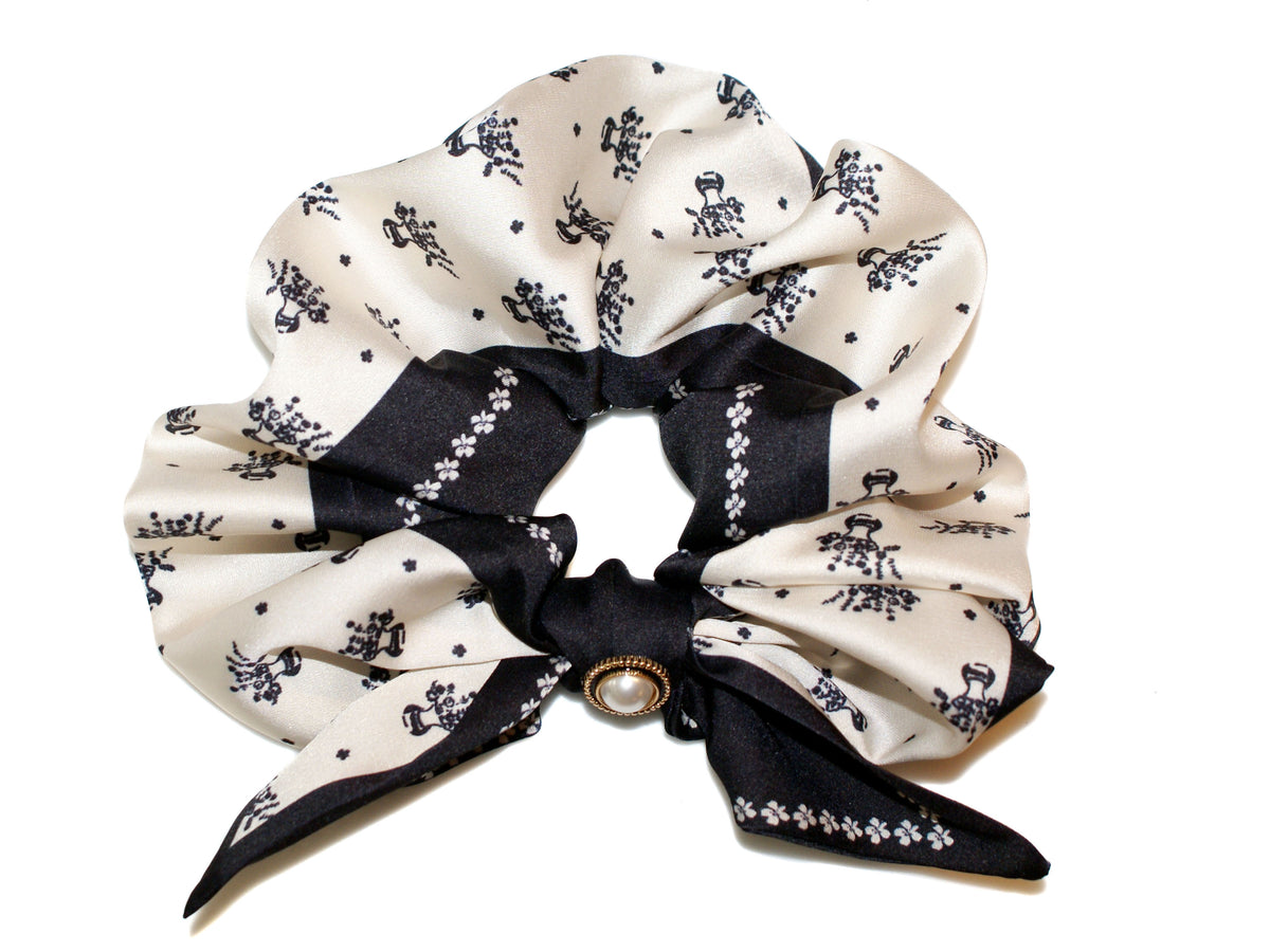Buy Vaso Pearl Button Scrunchie - Ivory-Black Online & Wholesale ...