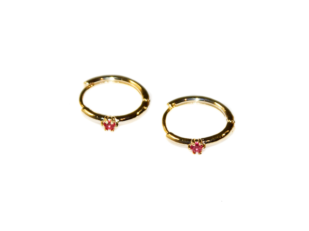 Buy Single Stone Small Hoops - Gold-Ruby Online & Wholesale – Hepburn ...
